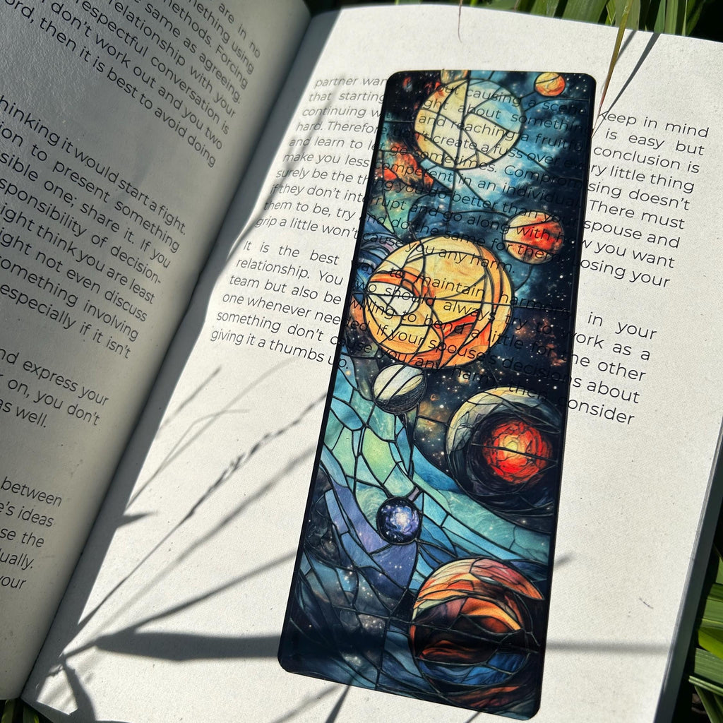 Cosmic Stained Glass Bookmark - Space Galaxy & Planets Design, Unique ...
