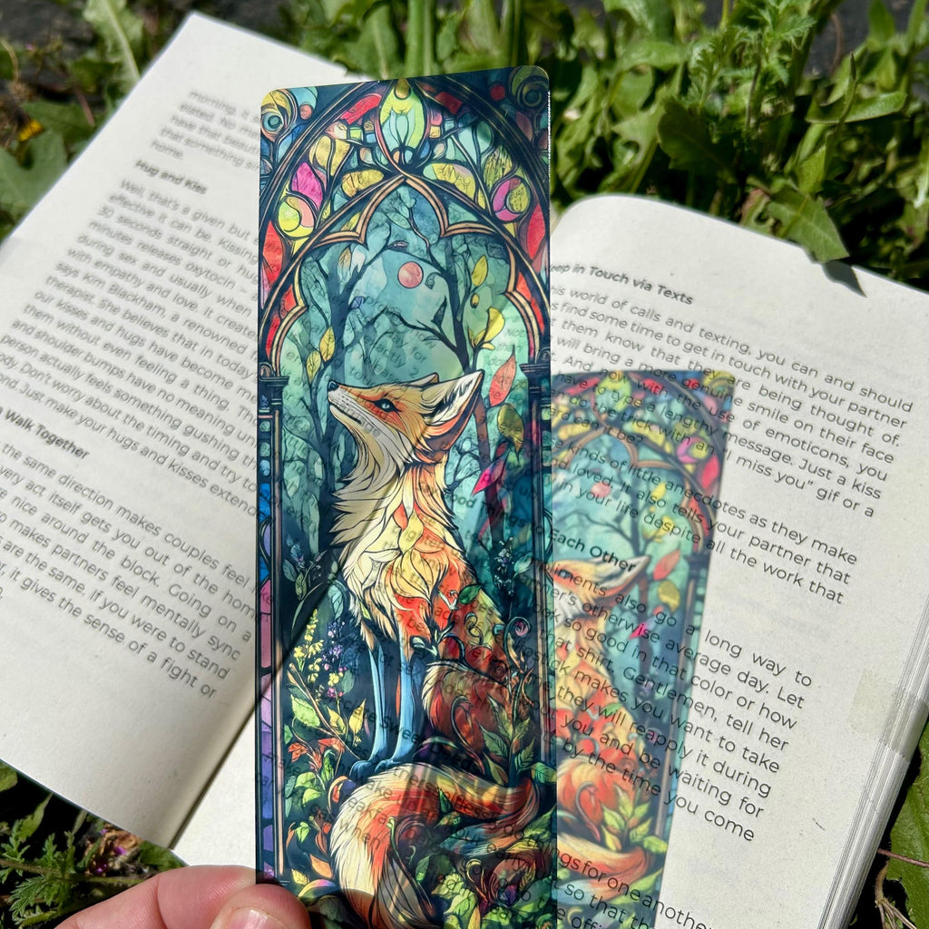 Mythical Fox Stained Glass Bookmark - Enchanted Fox Art, Magical Fox G ...