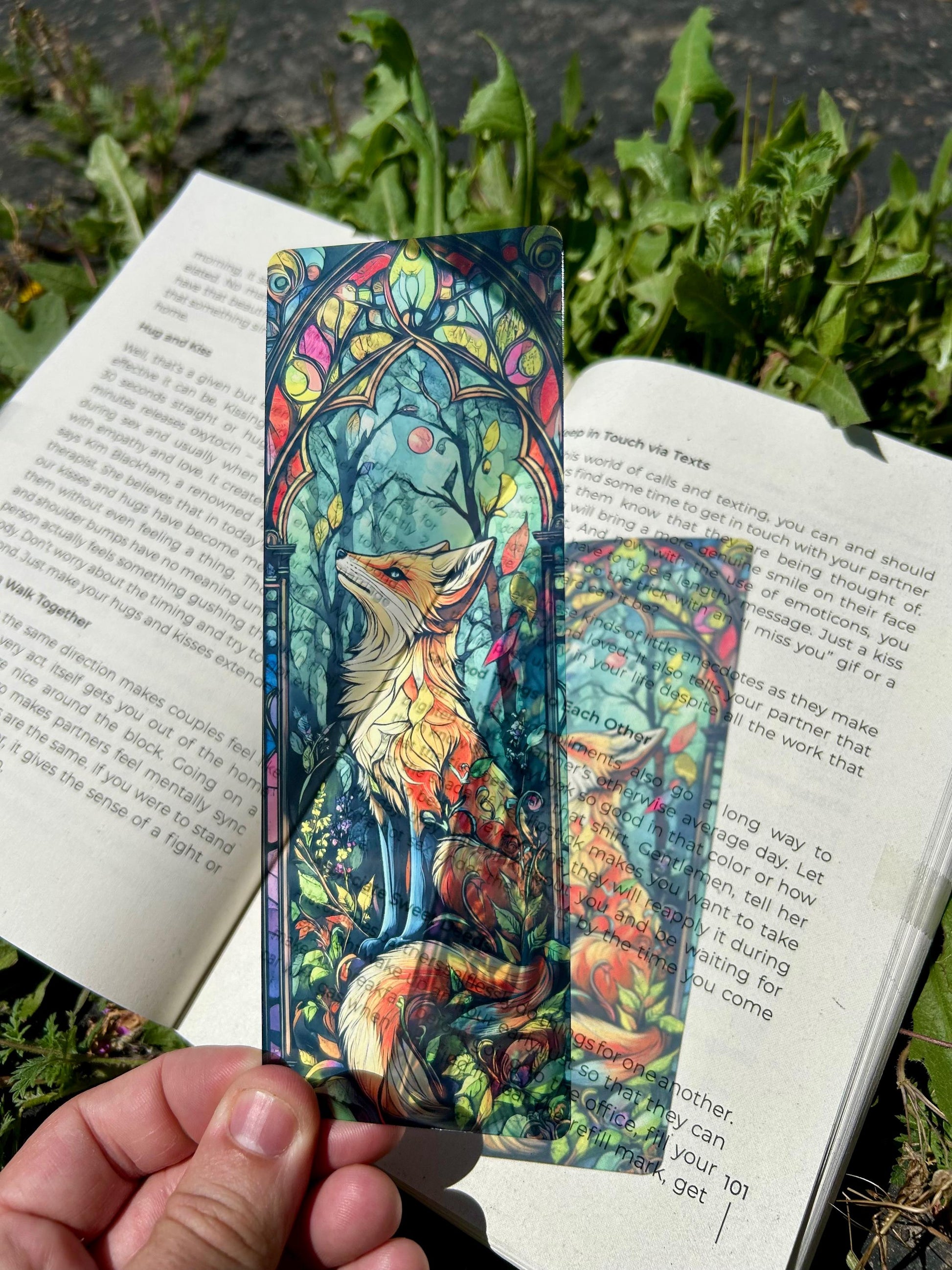 Mythical Fox Stained Glass Bookmark - Enchanted Fox Art, Magical Fox G ...