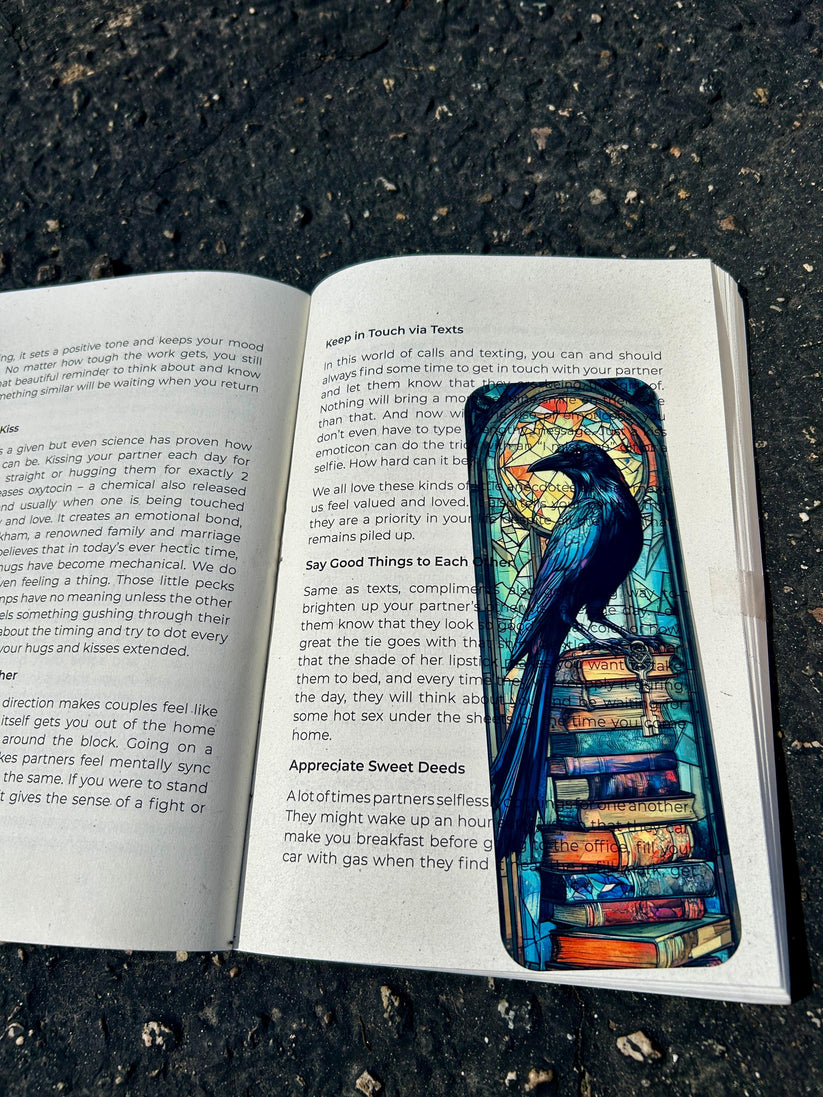 Clever Raven Library Bookmark – Stacked Books & Wise Raven Art, Litera ...