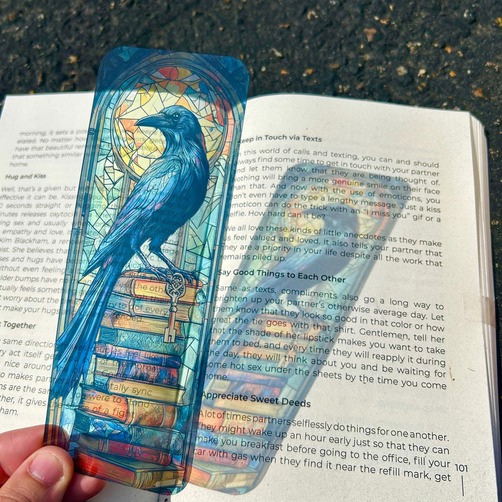 Clever Raven Library Bookmark – Stacked Books & Wise Raven Art, Litera ...
