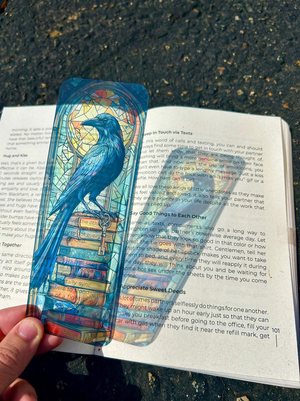 Clever Raven Library Bookmark – Stacked Books & Wise Raven Art, Litera ...